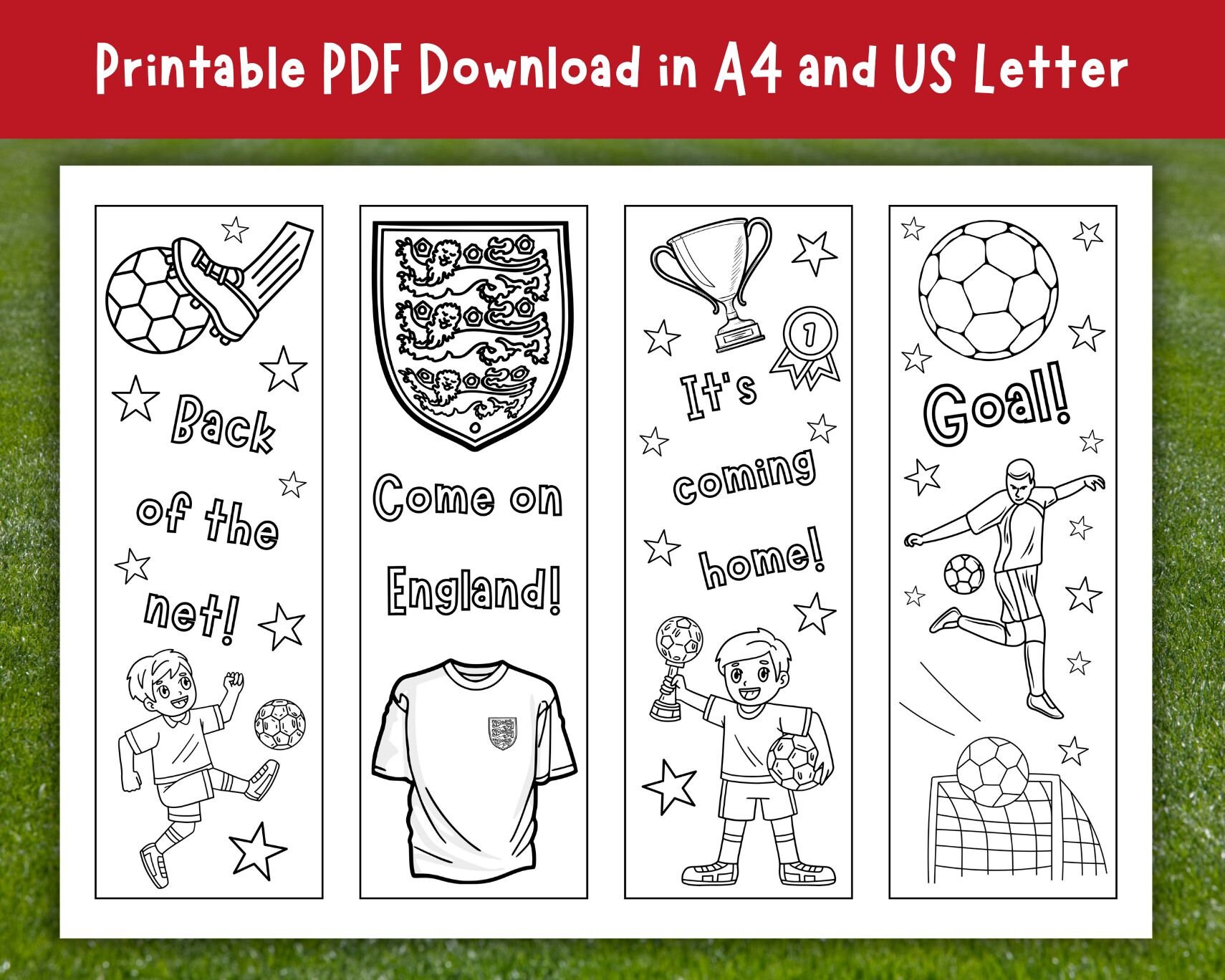 England Football Colouring Bookmarks, Colour Your Own Bookmarks, Euros ...