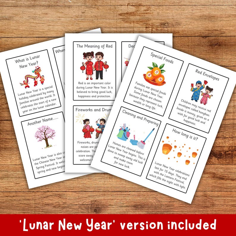 Chinese New Year Fact Cards Printable | Preschool, Pre-k & Kindergarten ...