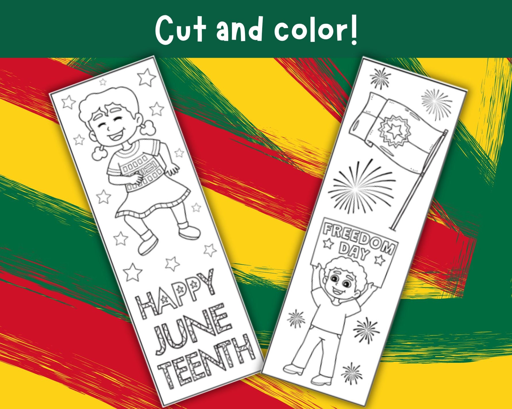 Printable Juneteenth Coloring Bookmarks, Color Your Own Bookmarks ...