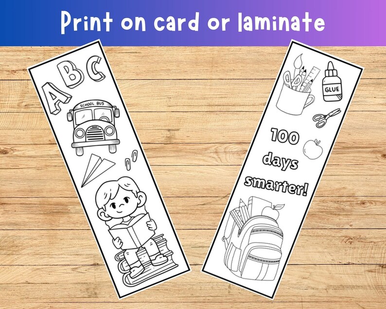 Printable 100 Days of School Coloring Bookmarks, Color Your Own ...