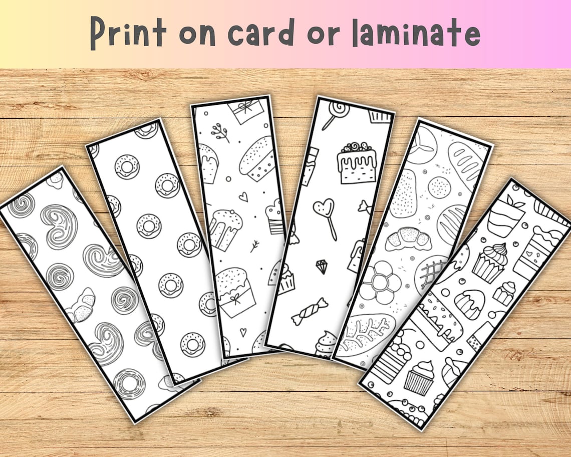 Printable Coloring Bookmarks Food Candy Sweet Treat Themed, Color Your ...