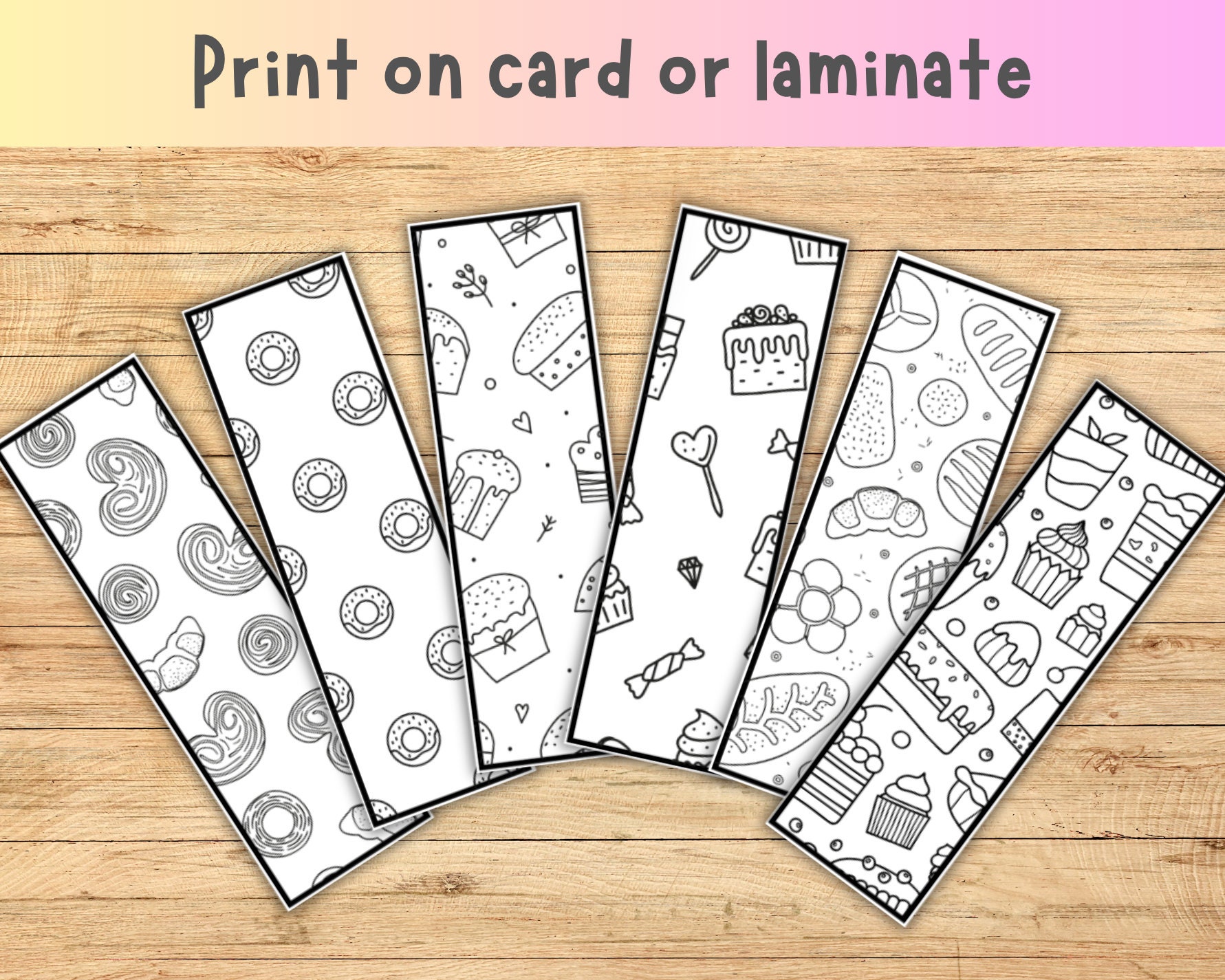 Printable Coloring Bookmarks Food Candy Sweet Treat Themed, Color Your ...