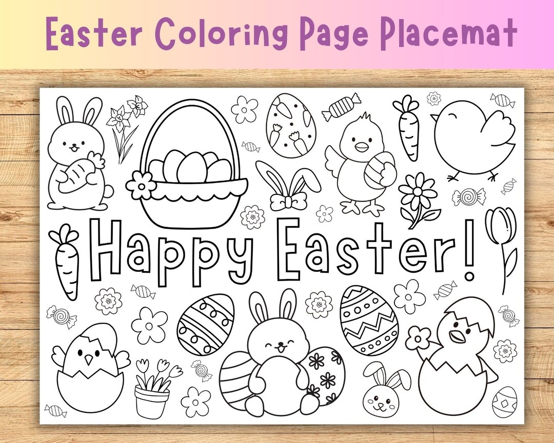 Easter Coloring Page, Happy Easter Coloring Pages, Kids Easter Doodle ...
