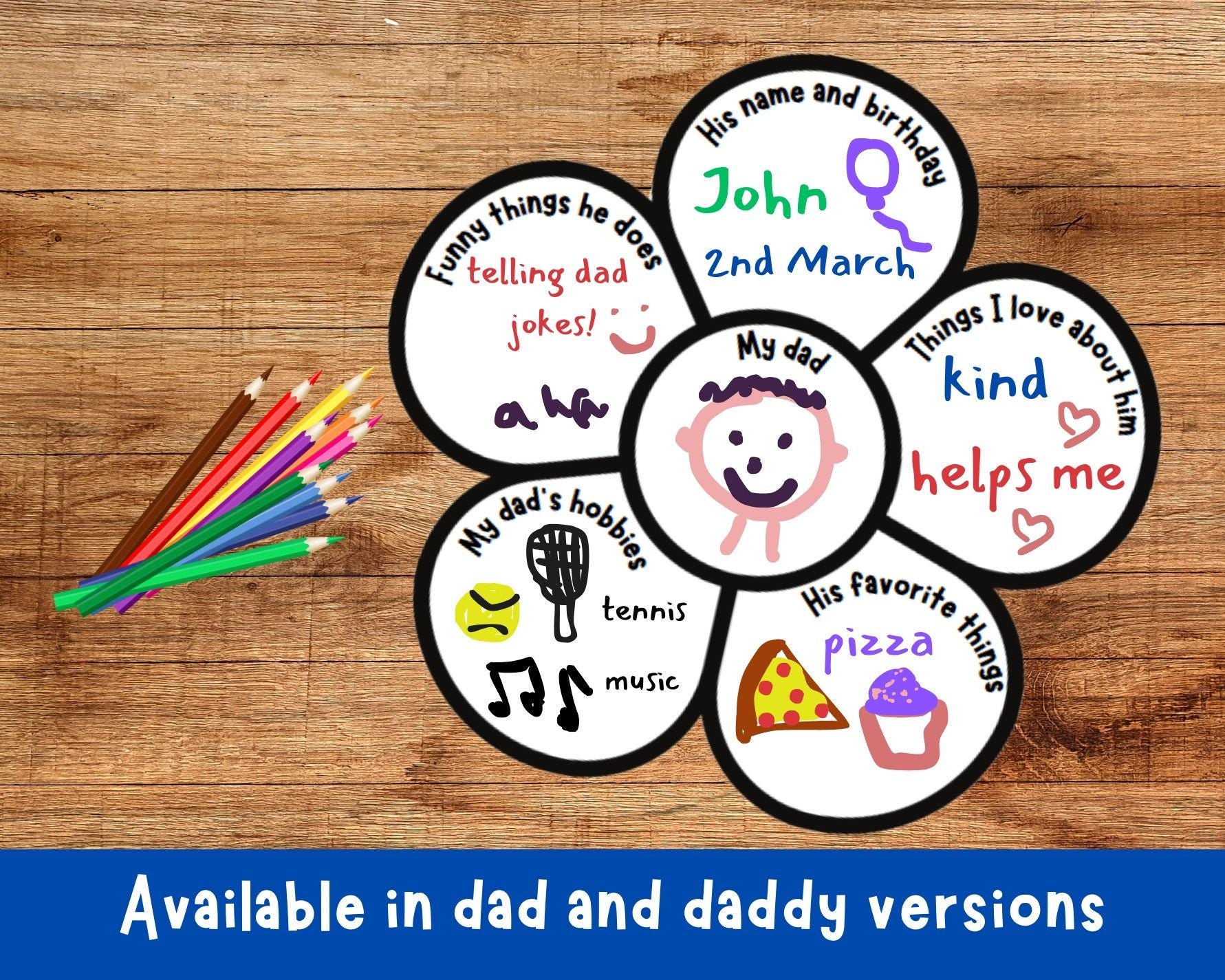 All About My Dad Printable, Father's Day Printable, Father's Day Memory ...