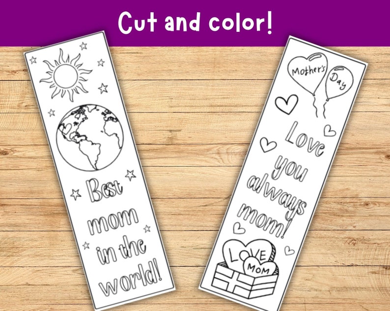 Mother's Day Coloring in Bookmarks, Color Your Own Bookmarks for ...