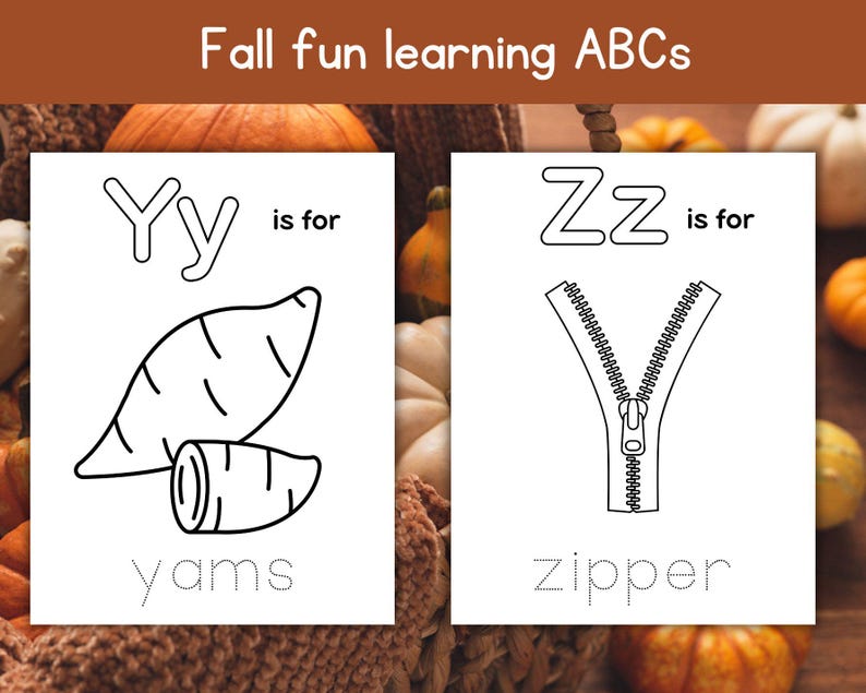 Fall Autumn A-Z Coloring Pages, Fall Activity for Kids, Fall Tracing ...