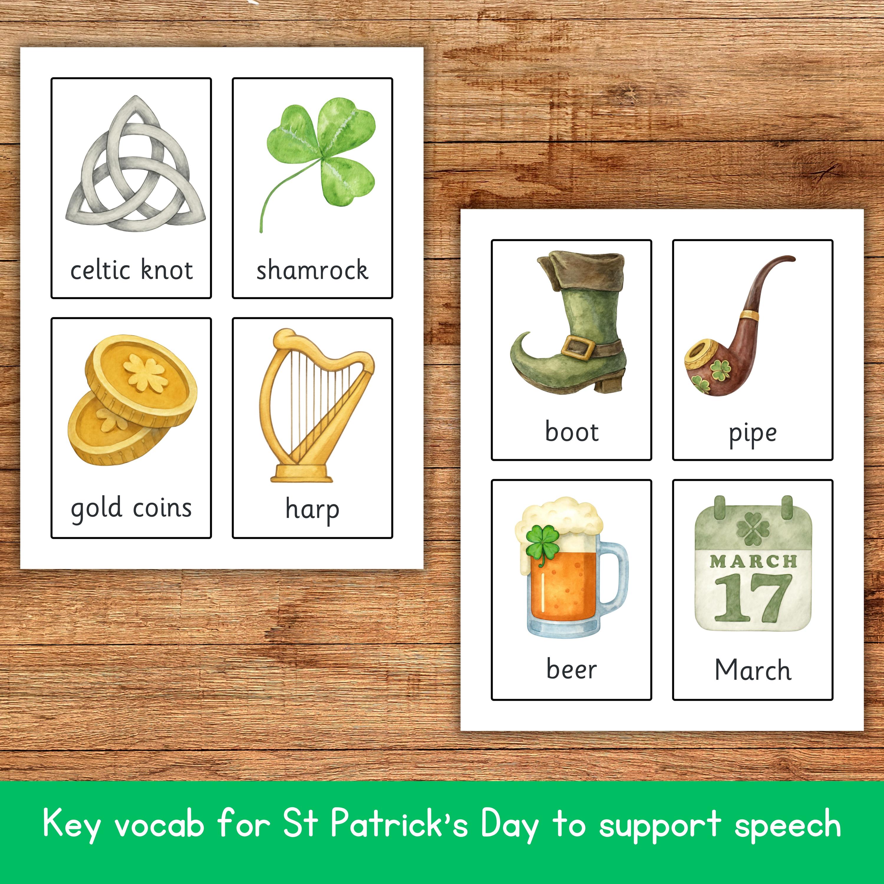 St Patrick's Day Flashcards, Educational Printable, Toddler Flashcards ...