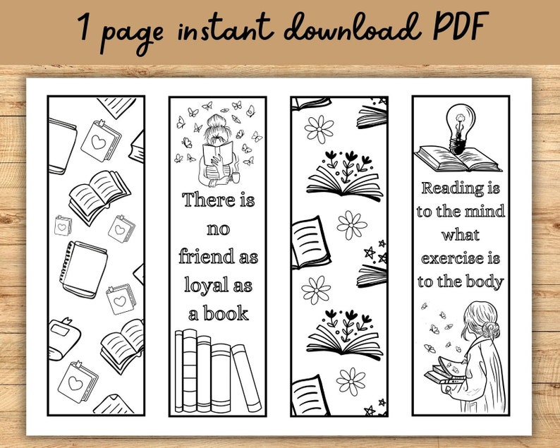 Printable Book Themed Coloring Bookmarks, Color Your Own Reading ...