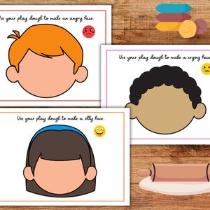Play Dough Mat Faces for Emotions and Feelings, Playdough Activity ...