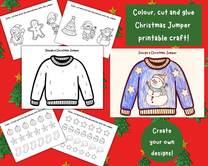 Christmas Cut and Paste Printable Craft for Kids Christmas - Etsy Australia