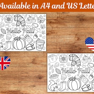 Fall/autumn Coloring Page, Fall Coloring Placemat, Cozy Vibes Coloring ...