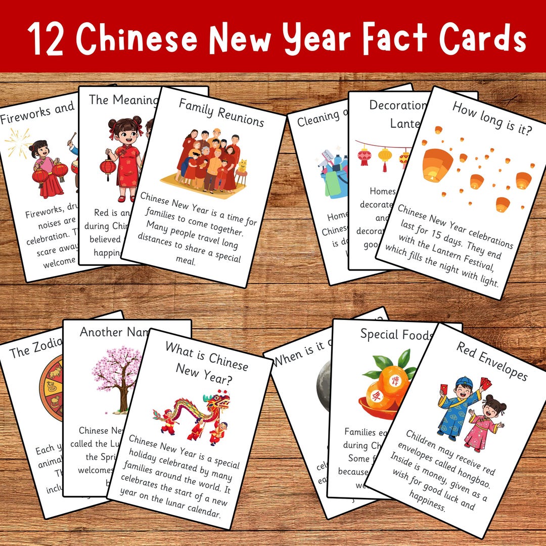 Chinese New Year Fact Cards Printable | Preschool, Pre-k & Kindergarten ...