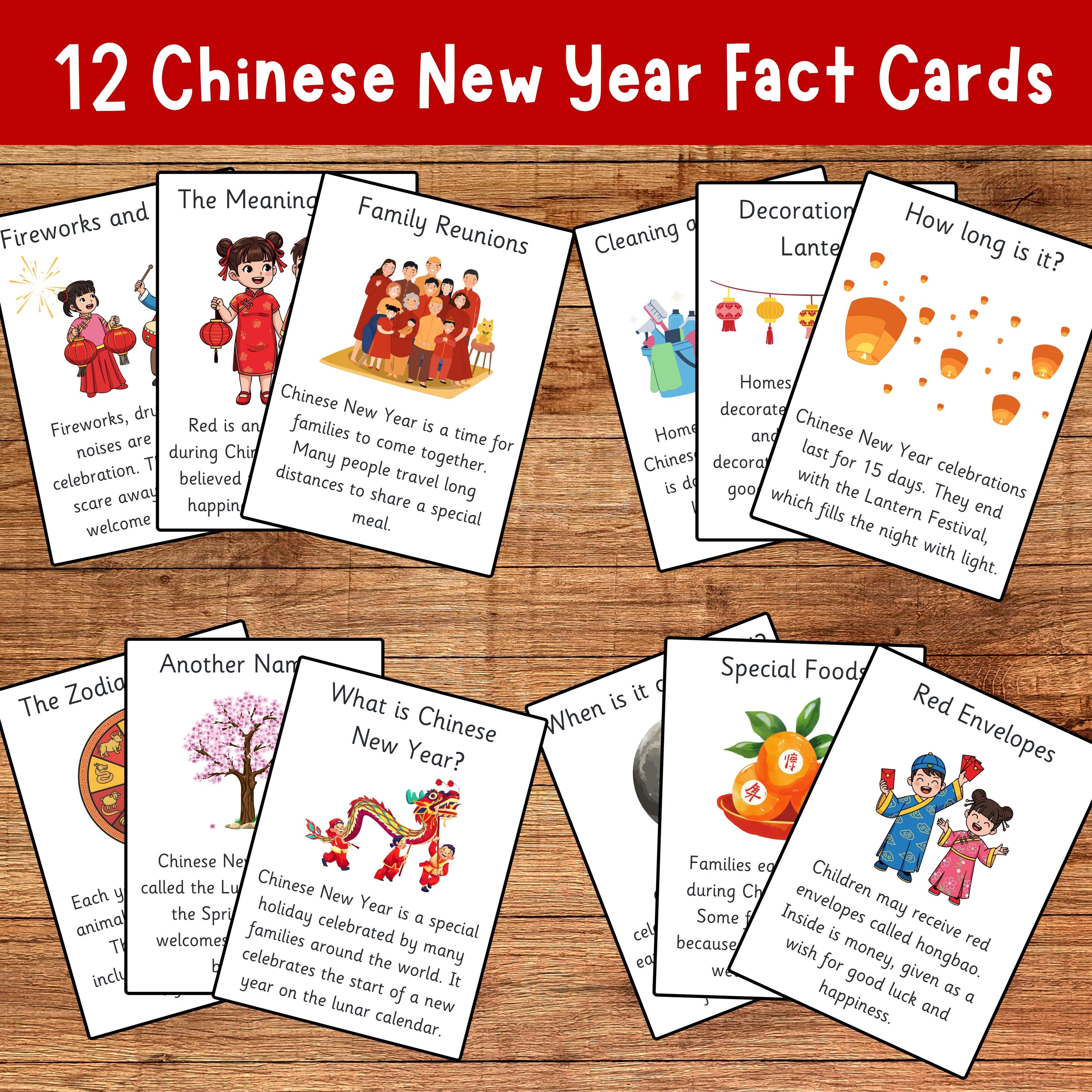 Chinese New Year Fact Cards Printable | Preschool, Pre-k & Kindergarten ...