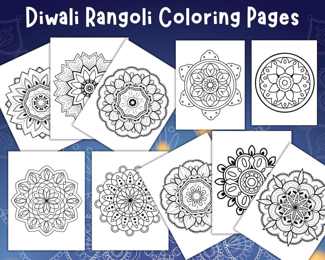 Rangoli Coloring, Diwali Coloring, Diwali Coloring Pages, Diwali Kids ...