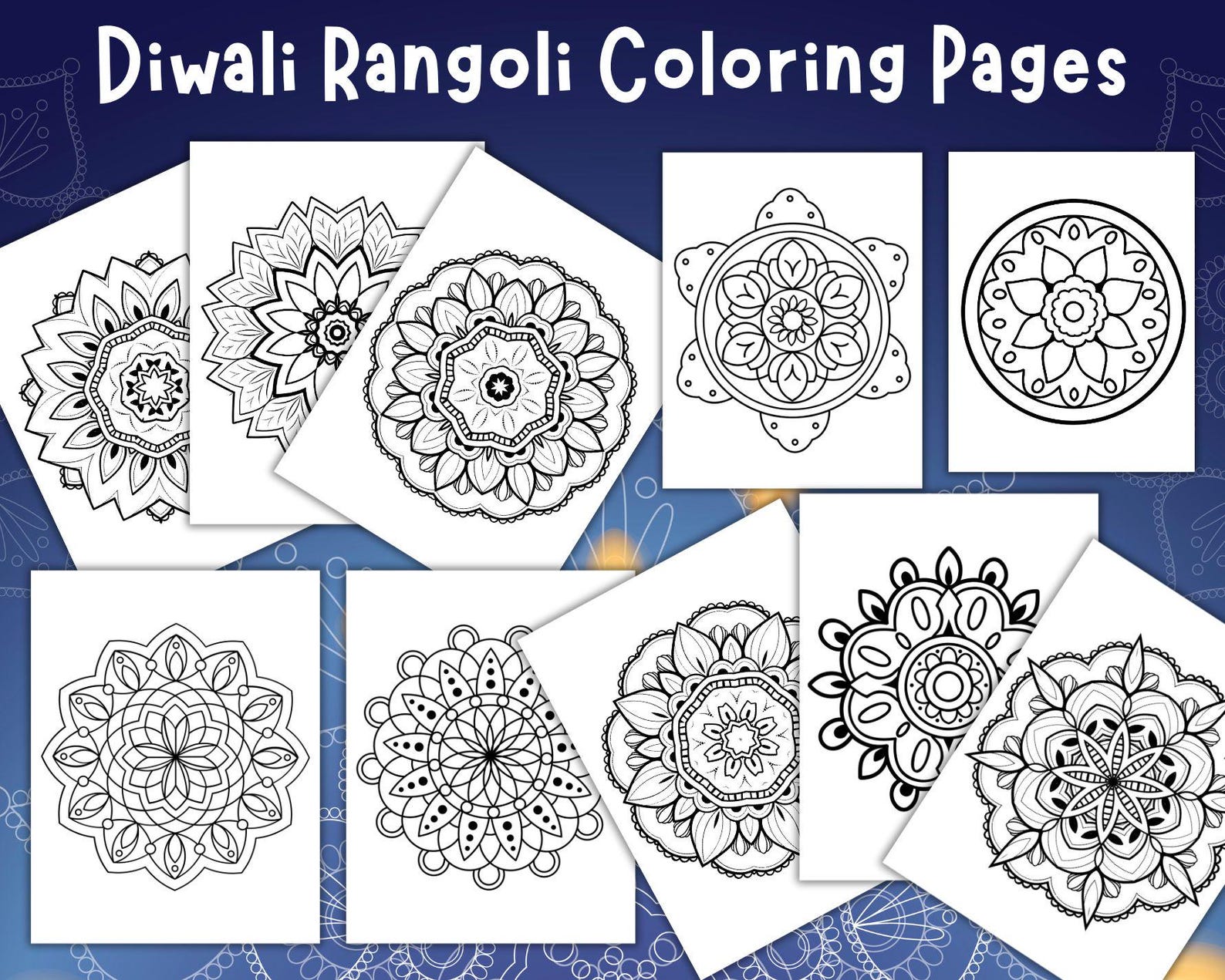 Rangoli Coloring, Diwali Coloring, Diwali Coloring Pages, Diwali Kids ...