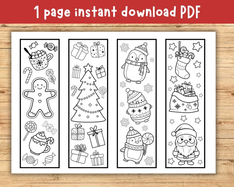 Printable Christmas Coloring Bookmarks, Color Your Own Bookmarks ...