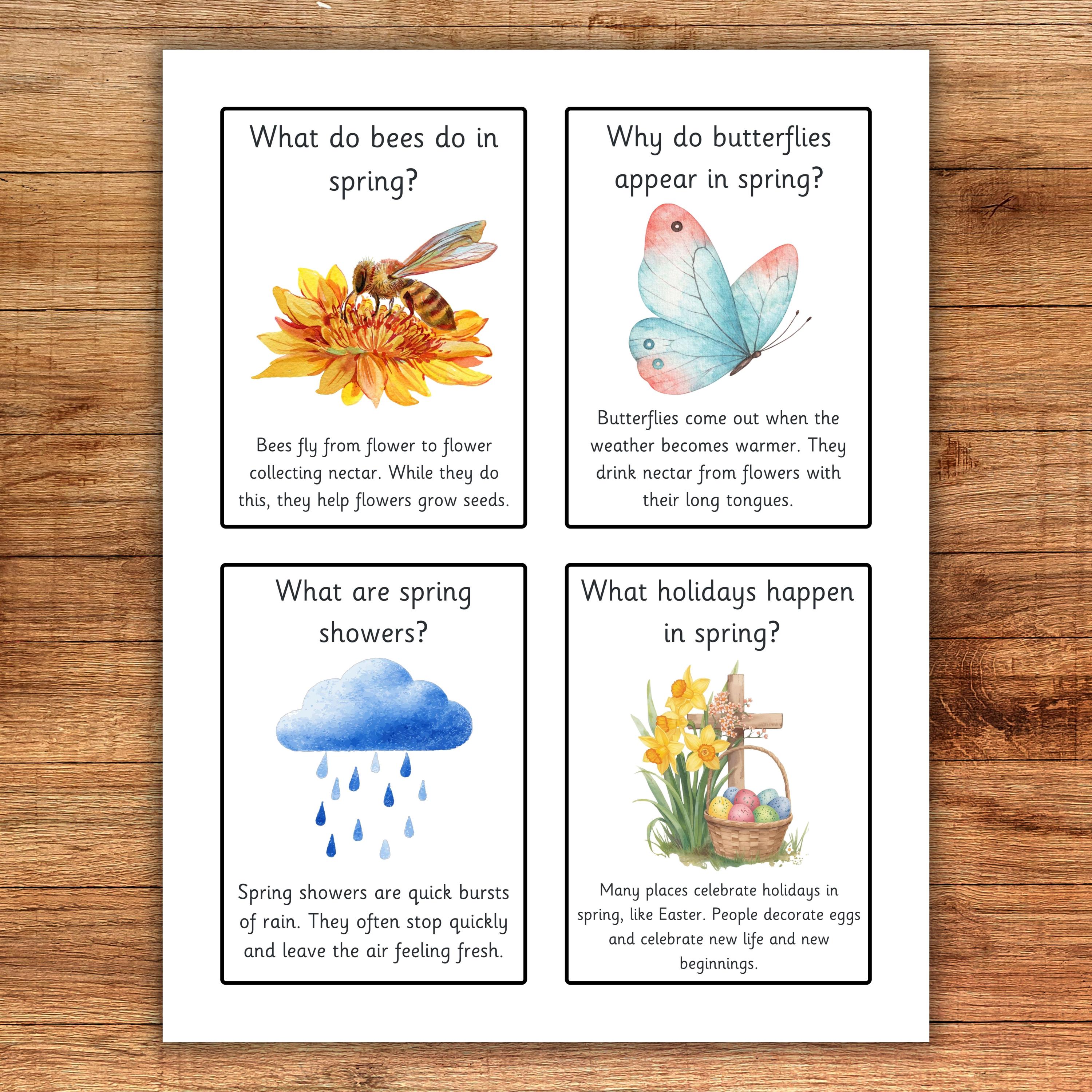 Spring Fact Cards for Kids | Preschool Spring Printable | Spring ...