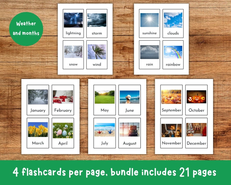 Seasons Flash Cards, Weather Flashcards, Months of the Year ...