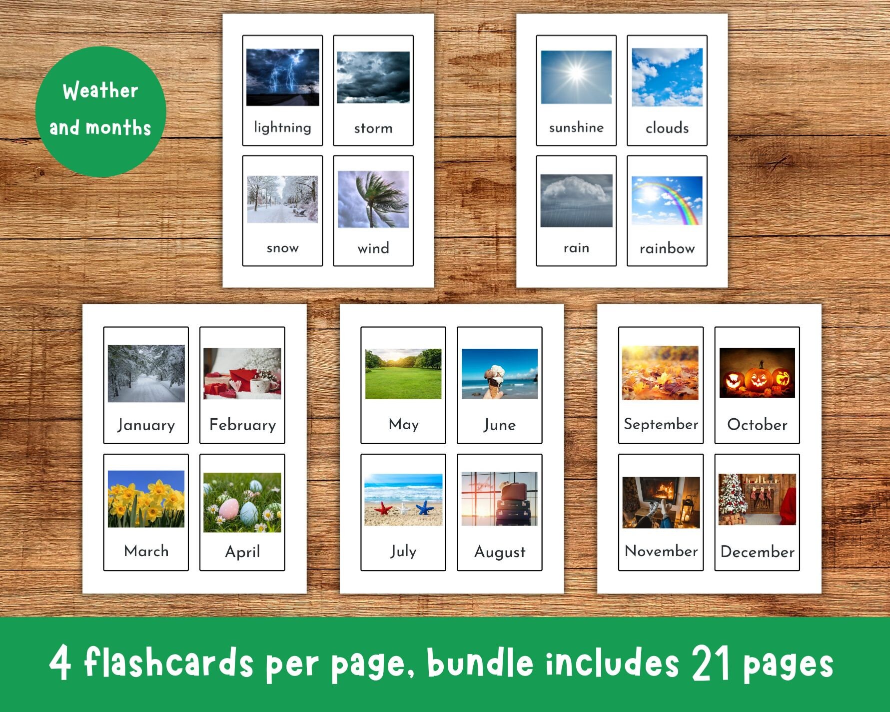 Seasons Flash Cards, Weather Flashcards, Months of the Year ...