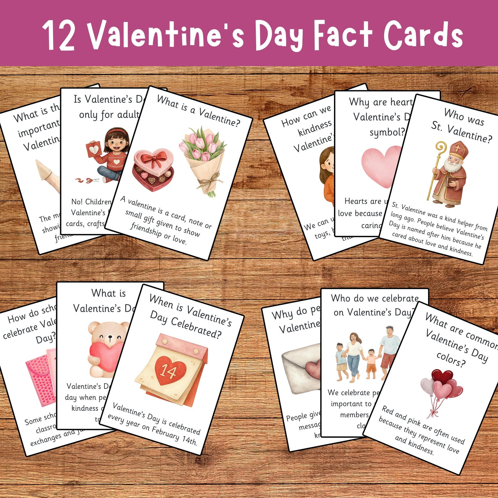 Valentine's Day Fact Cards Printable | Preschool, Pre-k & Kindergarten ...