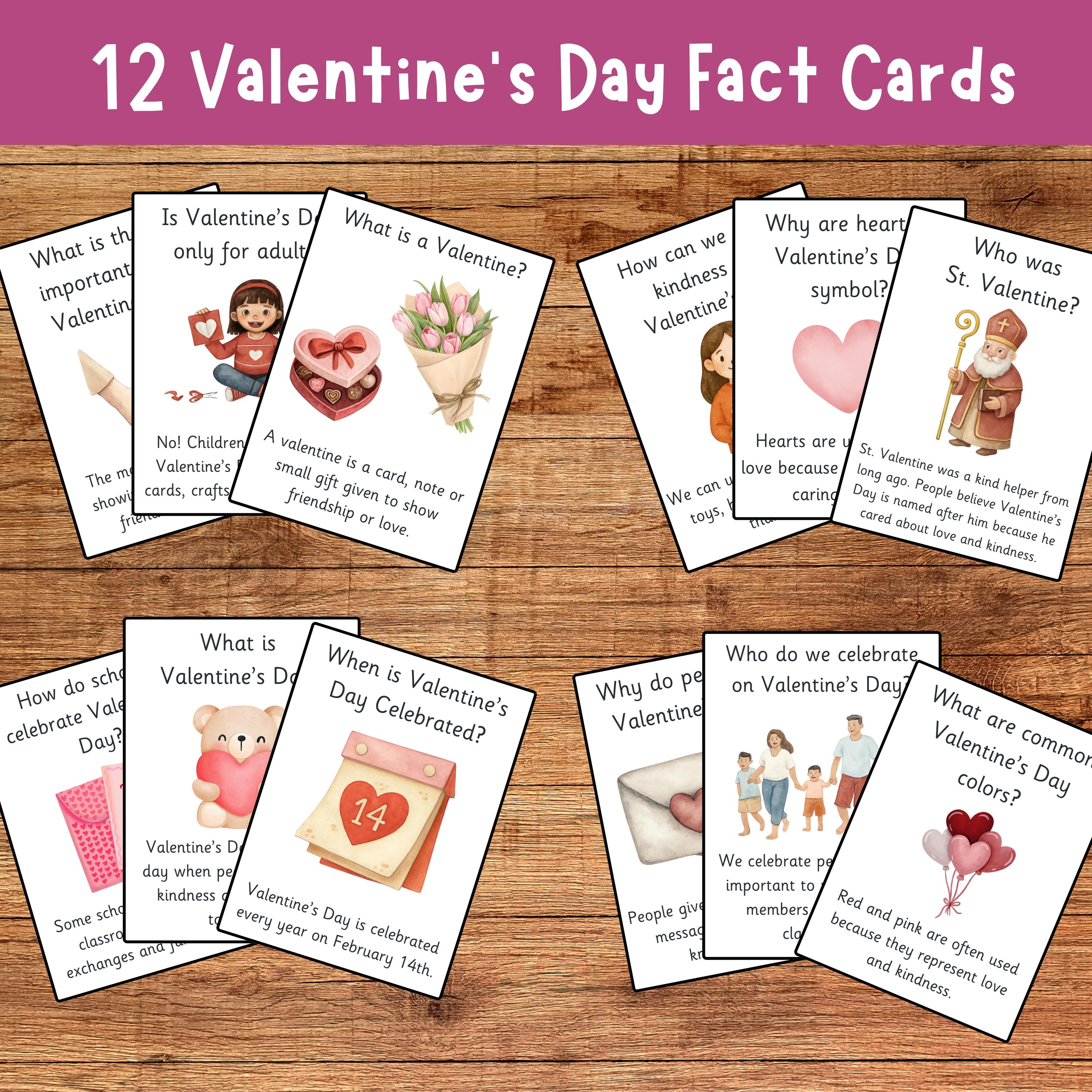Valentine's Day Fact Cards Printable | Preschool, Pre-k & Kindergarten ...