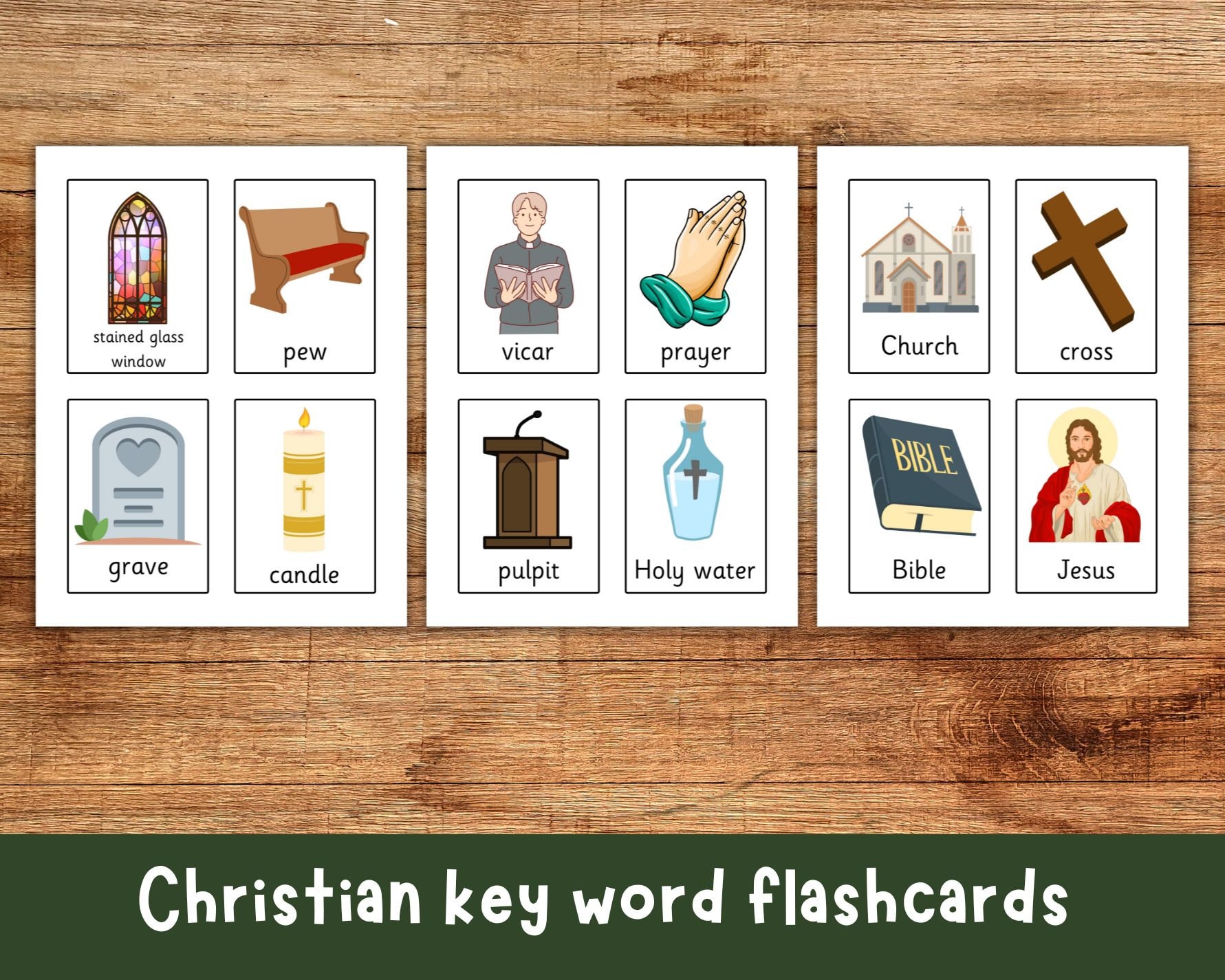 Kids Bible Flashcards, Christian Flash Cards, Christian Key Vocabulary ...