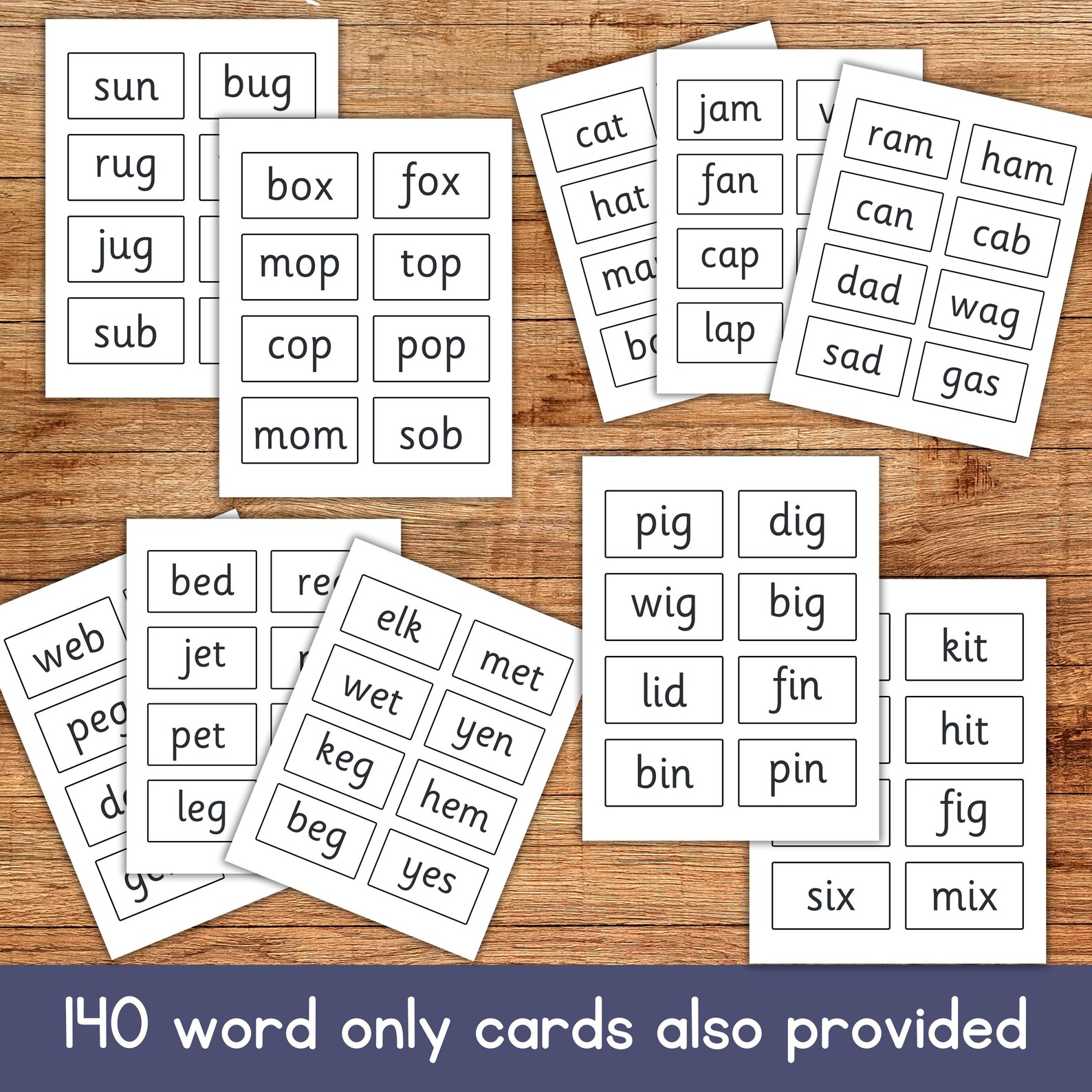 CVC Word Flash Cards, Short Vowels, 280 Phonics Flash Cards Bundle ...