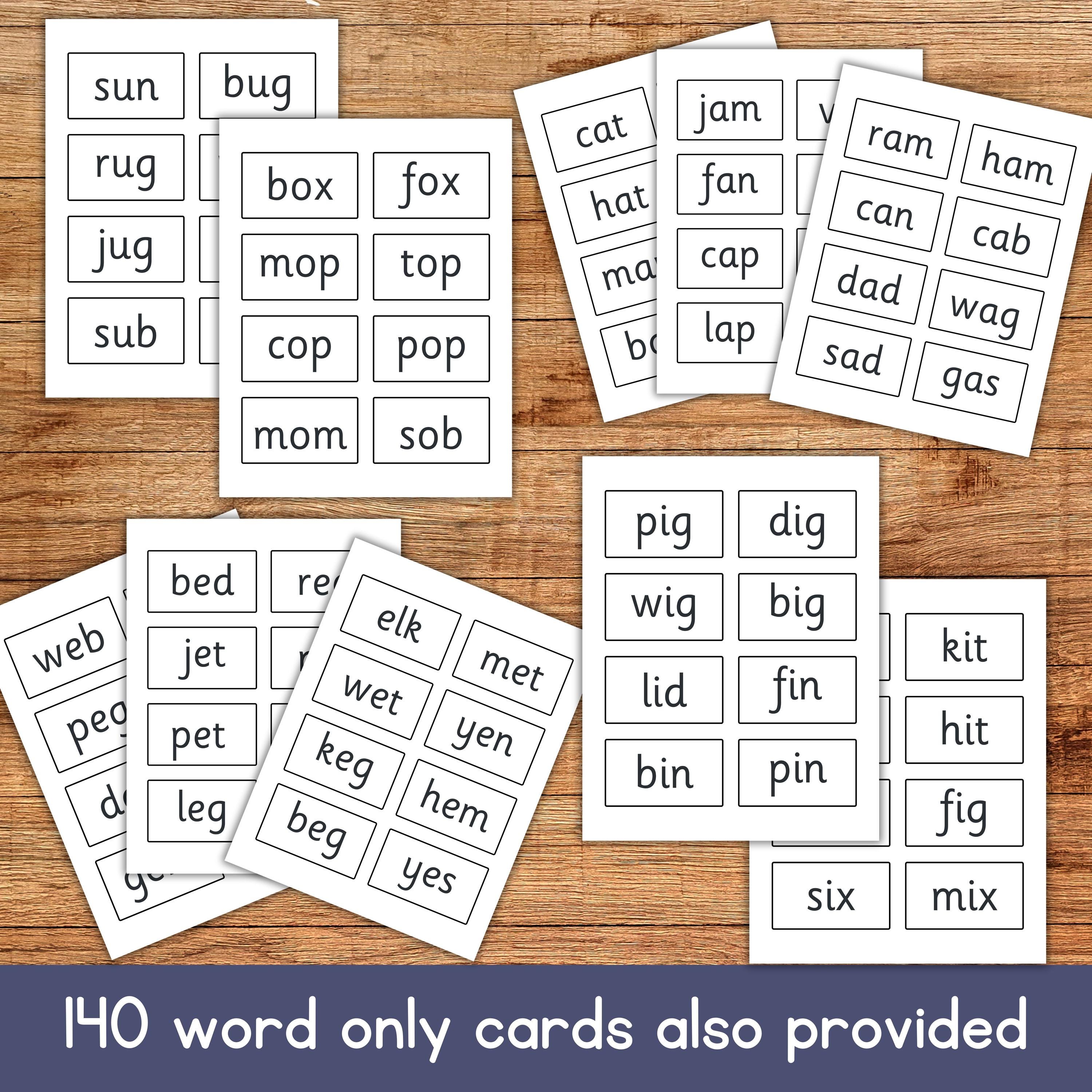 CVC Word Flash Cards, Short Vowels, 280 Phonics Flash Cards Bundle ...
