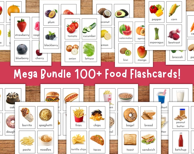 Food Flash Cards, Fruit and Vegetables Flashcards, Snacks Sweet Savoury ...