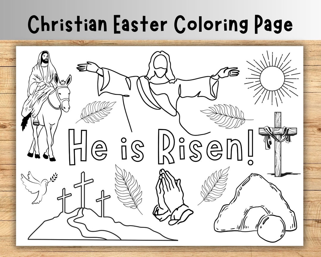 Easter Coloring Page, He is Risen Coloring Page, Christian Kids Easter ...