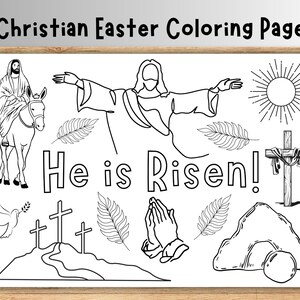 Easter Coloring Page, He is Risen Coloring Page, Christian Kids Easter ...