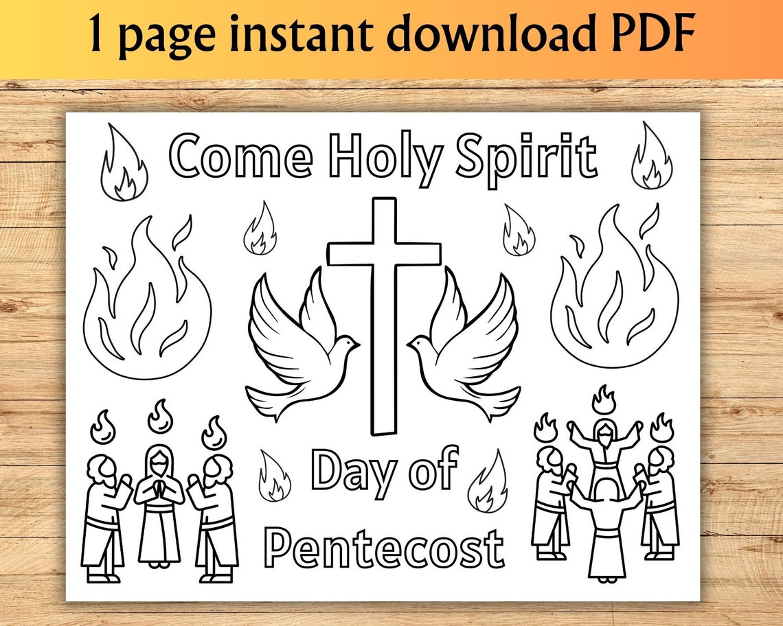 Pentecost Coloring Page, Pentecost Placemat, Christian Coloring Page ...