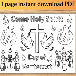 Pentecost Coloring Page, Pentecost Placemat, Christian Coloring Page ...