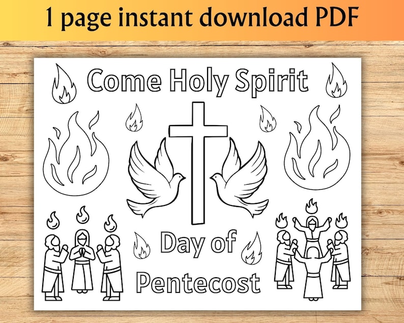 Pentecost Coloring Page, Pentecost Placemat, Christian Coloring Page ...