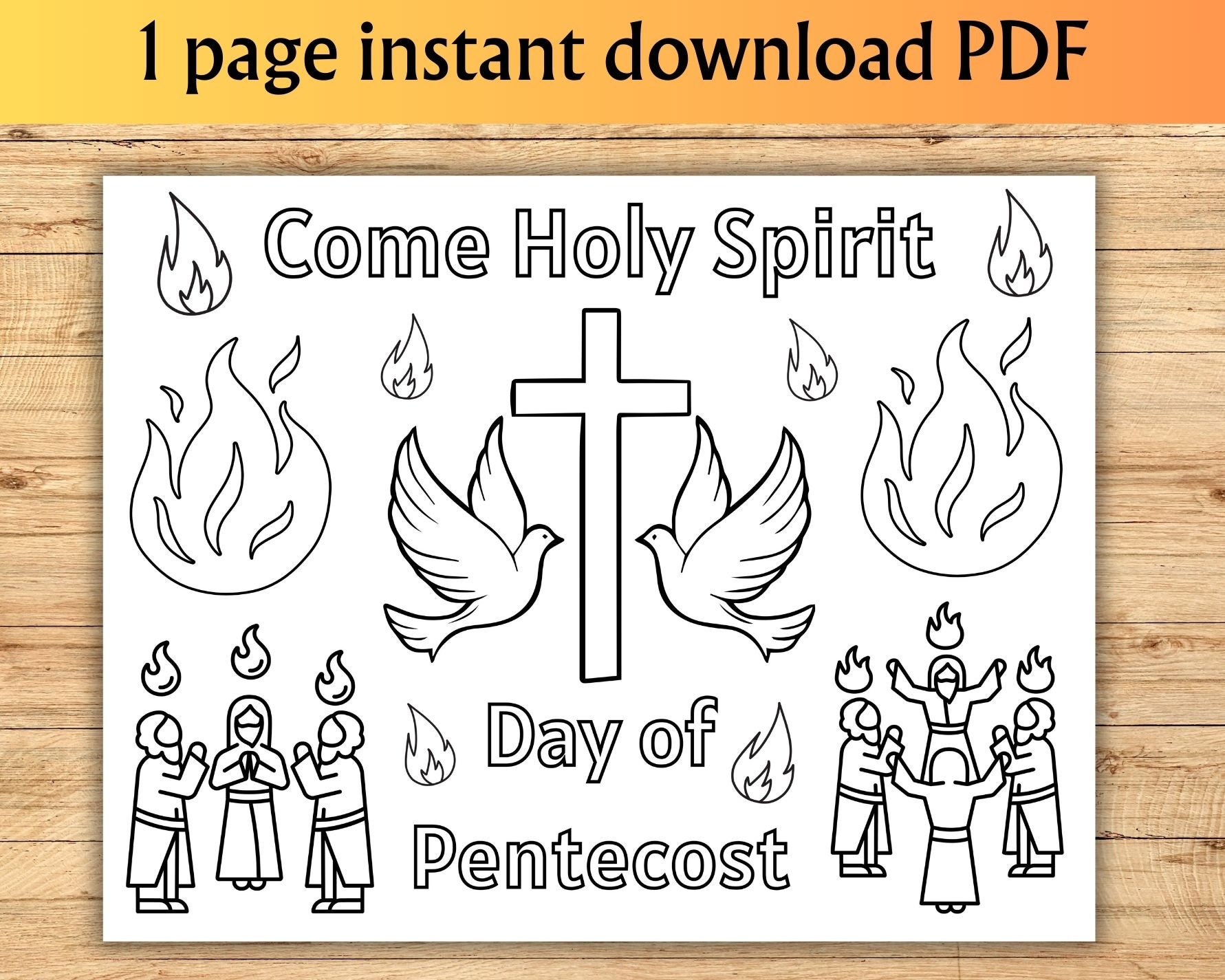 Pentecost Coloring Page, Pentecost Placemat, Christian Coloring Page ...