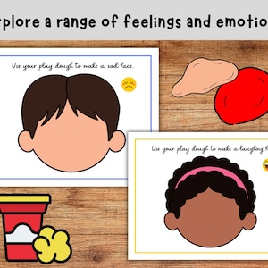 Play Dough Mat Faces for Emotions and Feelings, Playdough Activity ...