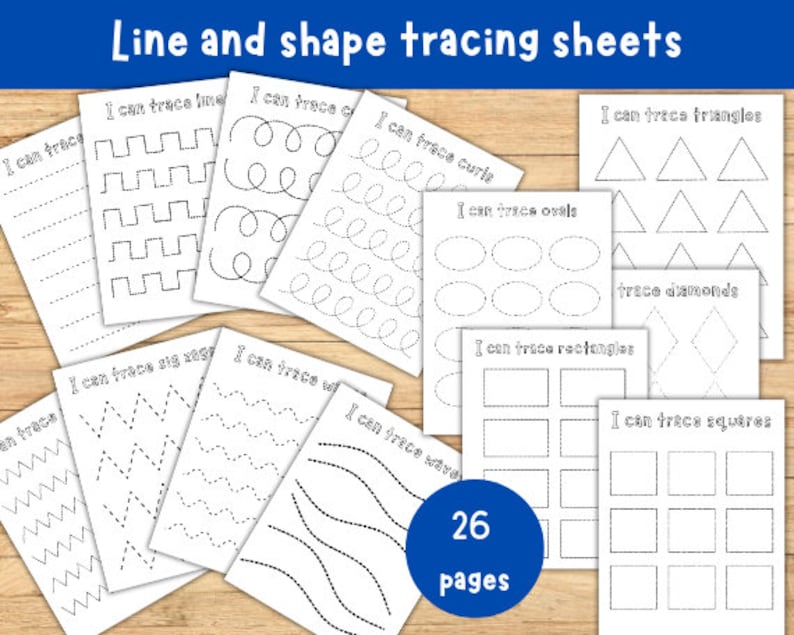 Tracing Line and Shape Worksheets, Kids Educational Activity, Tracing ...