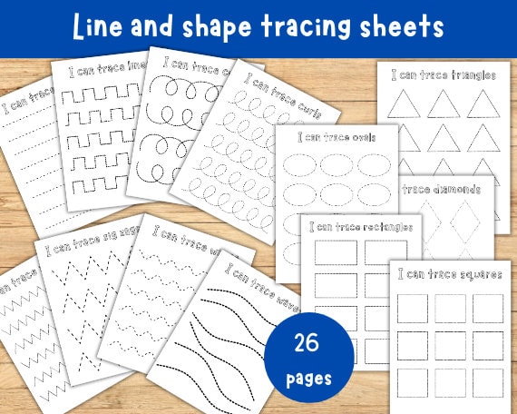 Tracing Line and Shape Worksheets, Kids Educational Activity, Tracing ...