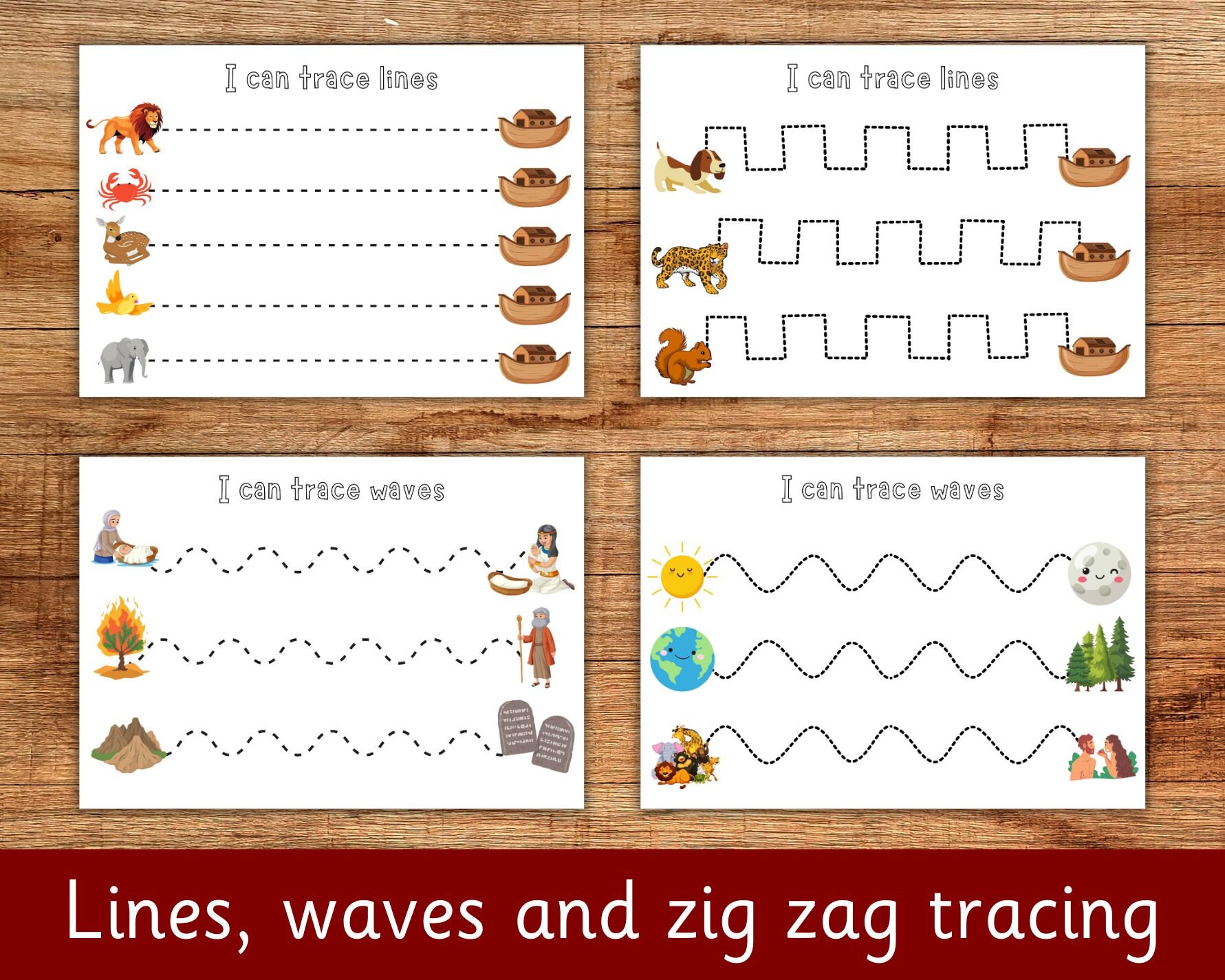 Bible Tracing Worksheets Bundle, Sunday School Educational Activity ...