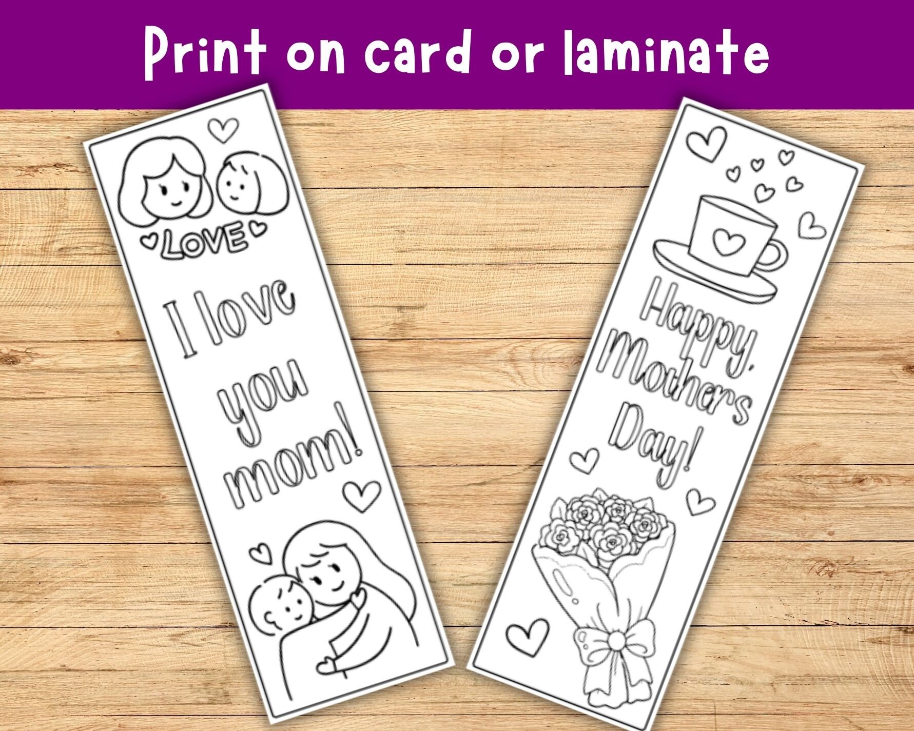 Mother's Day Coloring in Bookmarks, Color Your Own Bookmarks for ...