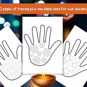 Diwali Printable Kids Tracing Mehndi Hand Pattern Activity Sheets ...