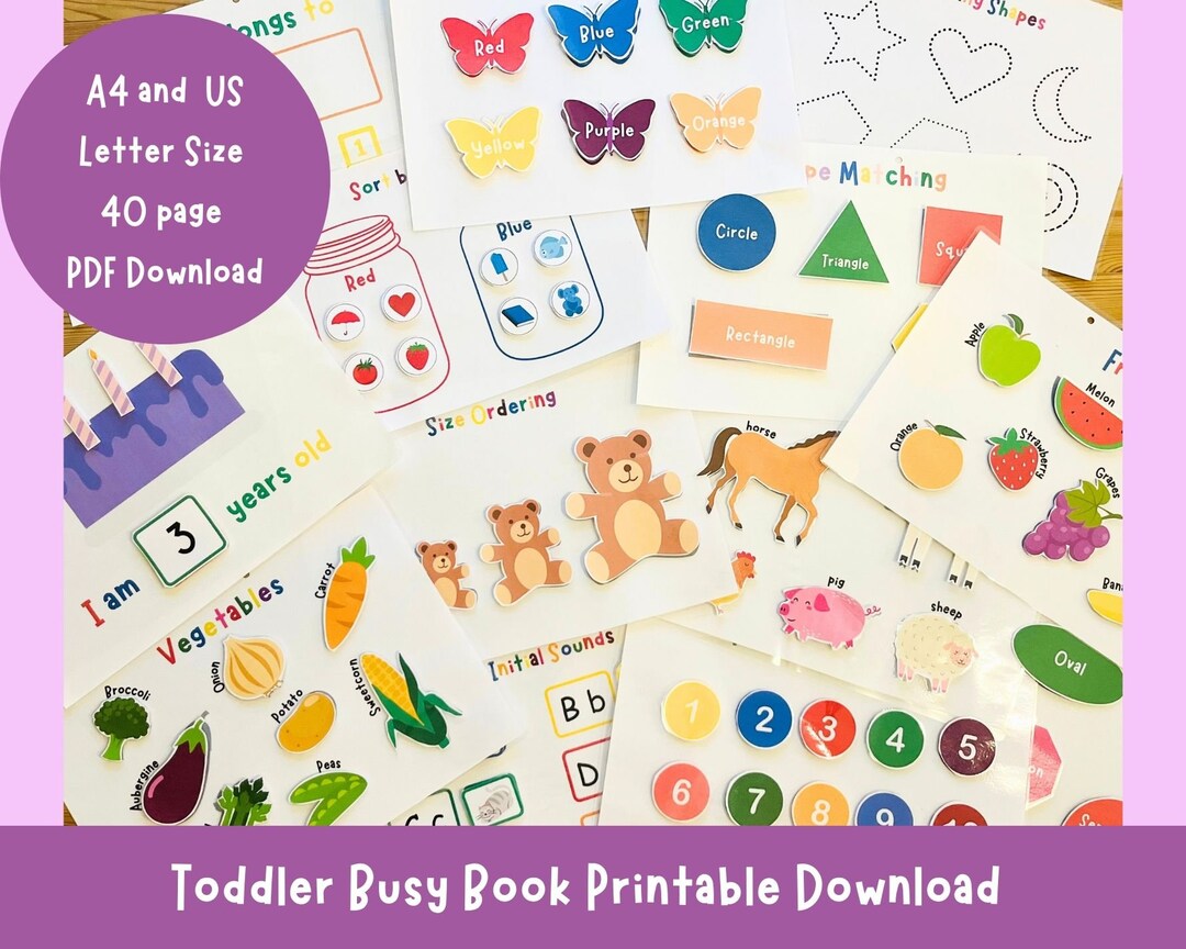 Toddler Busy Book Printable Download, First Busy Binder, Toddler ...