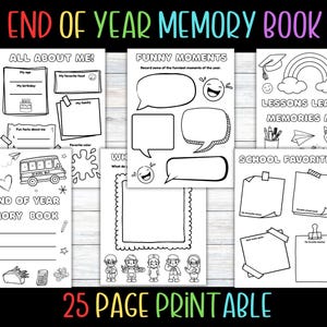 End of School Year Memory Book, Last Day of School Activity, Class ...