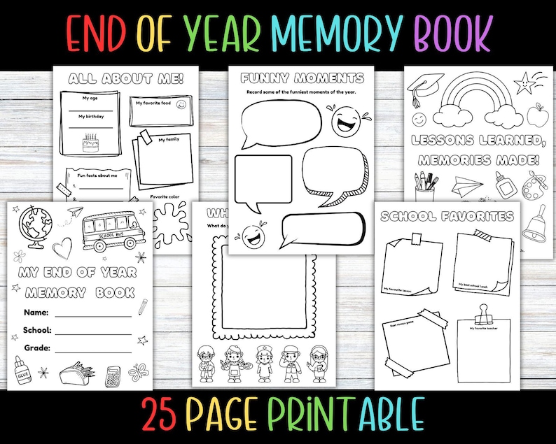 End of School Year Memory Book, Last Day of School Activity, Class ...