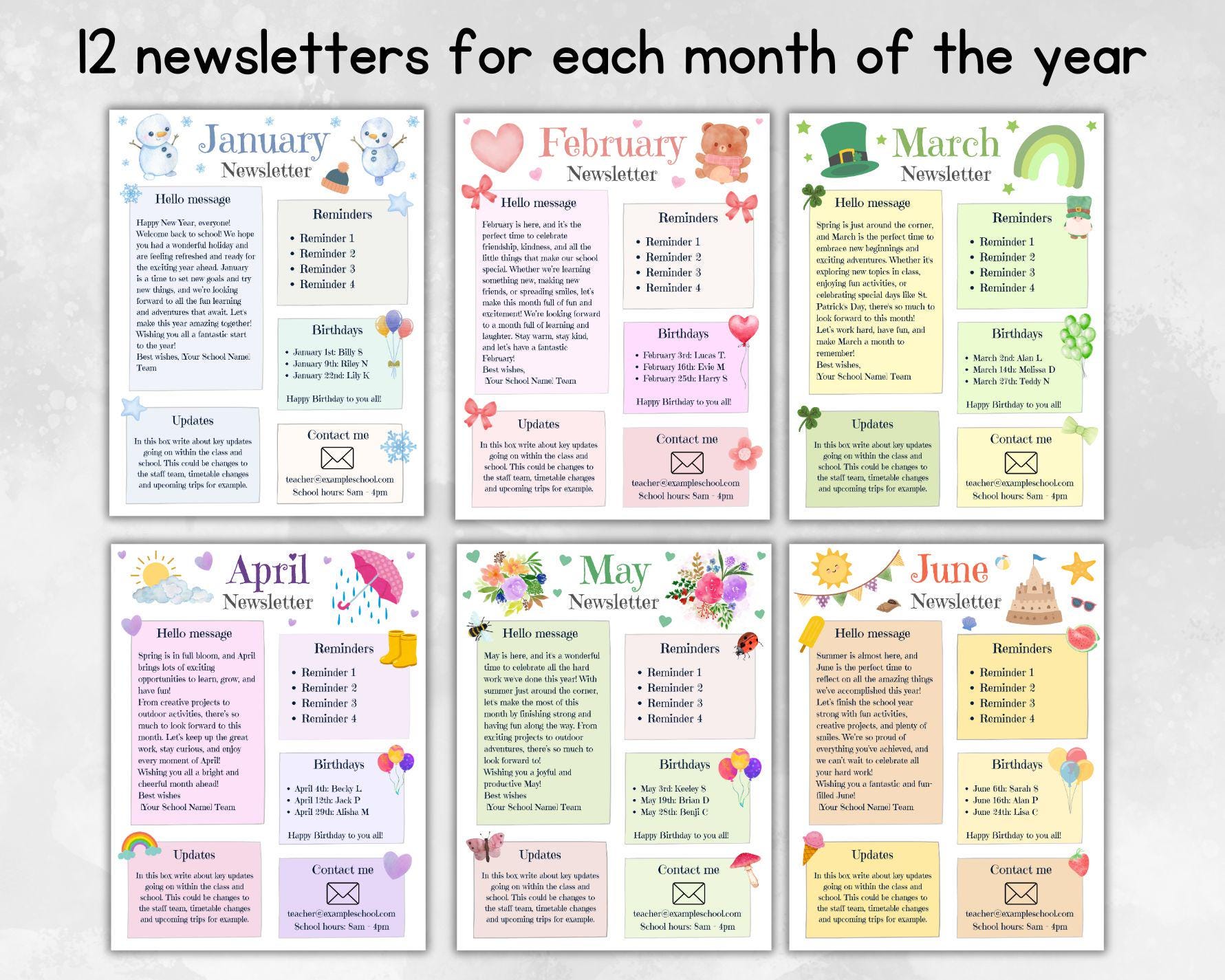 Monthly Classroom Newsletter Template, Teacher-parent Communication ...