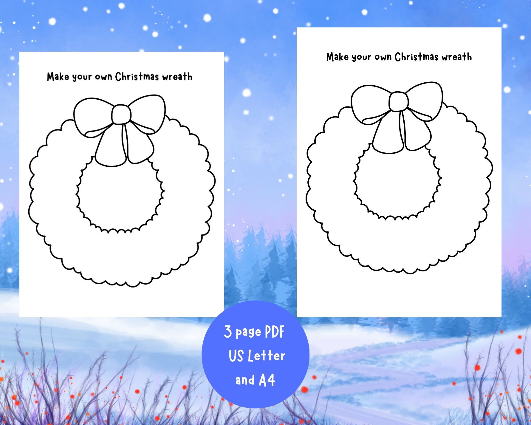 Christmas Wreath Printable Craft for Kids, Christmas Cut and Paste ...