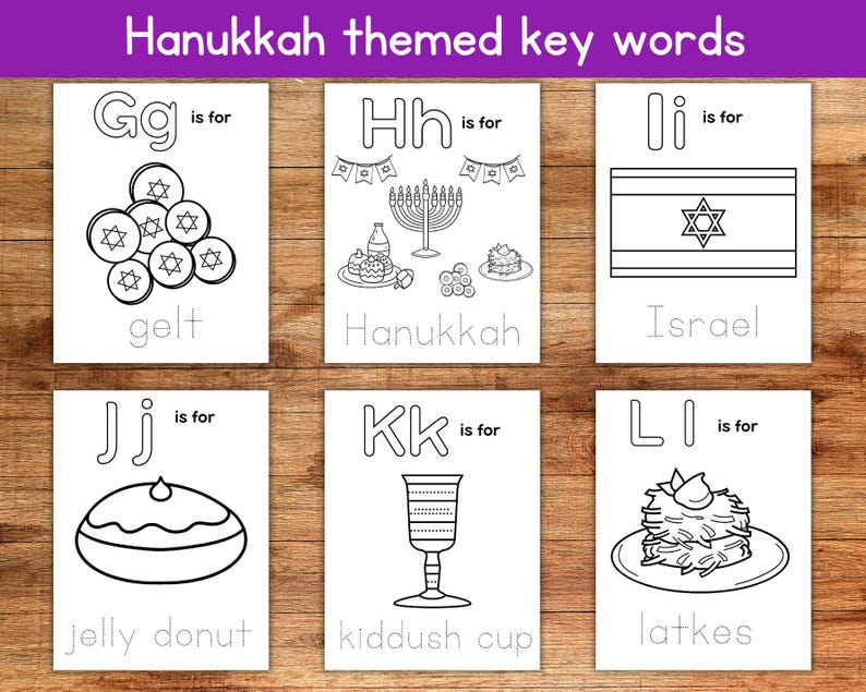 Hanukkah A-Z Coloring Pages, Hanukkag Activity for Kids, Hanukkah ...