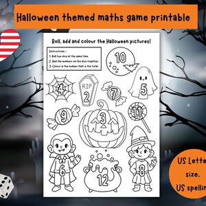 Kids Halloween Maths Games, Addition Dice Game, Printable Kids ...