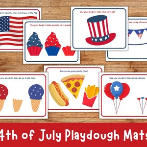 July 4th Play Dough Mats, Independence Day Playdough Activity, Kids and ...