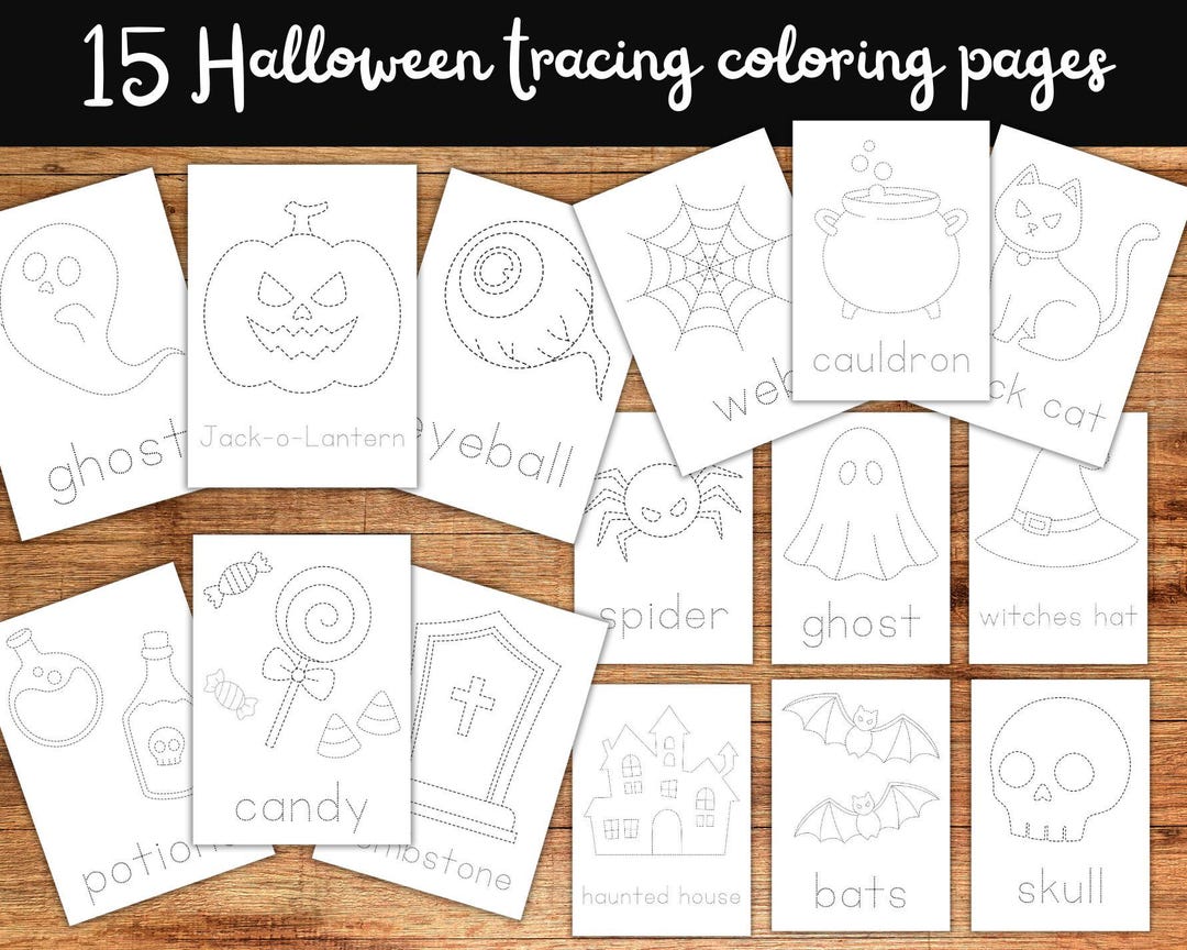 Halloween Coloring Pages, Halloween Tracing Pages, Kids Halloween ...
